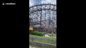 Friends see who can keep a straight face the longest on roller coasters ...