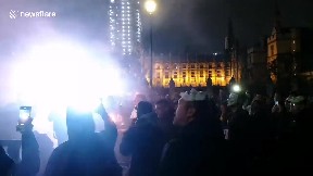 Piers Corbyn breathes fire at Million Mask Protest in Parliament Square ...